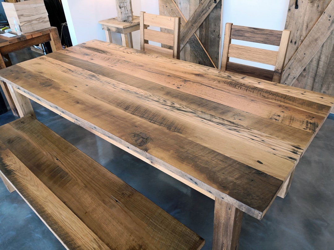 Rustic Reclaimed Oak Farm Table - Etsy