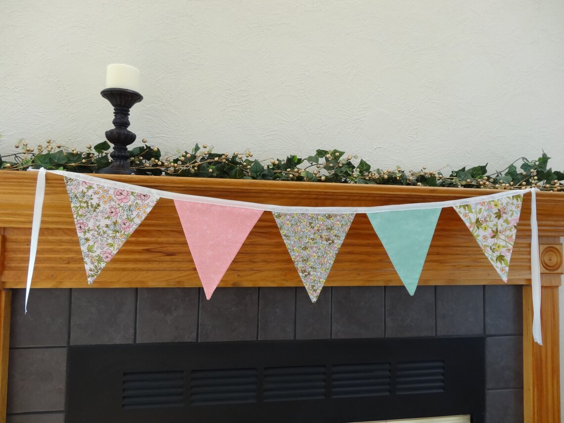 Shabby Chic Floral, Wedding Pennant Banner, Tea Party Bunting, Vintage ...