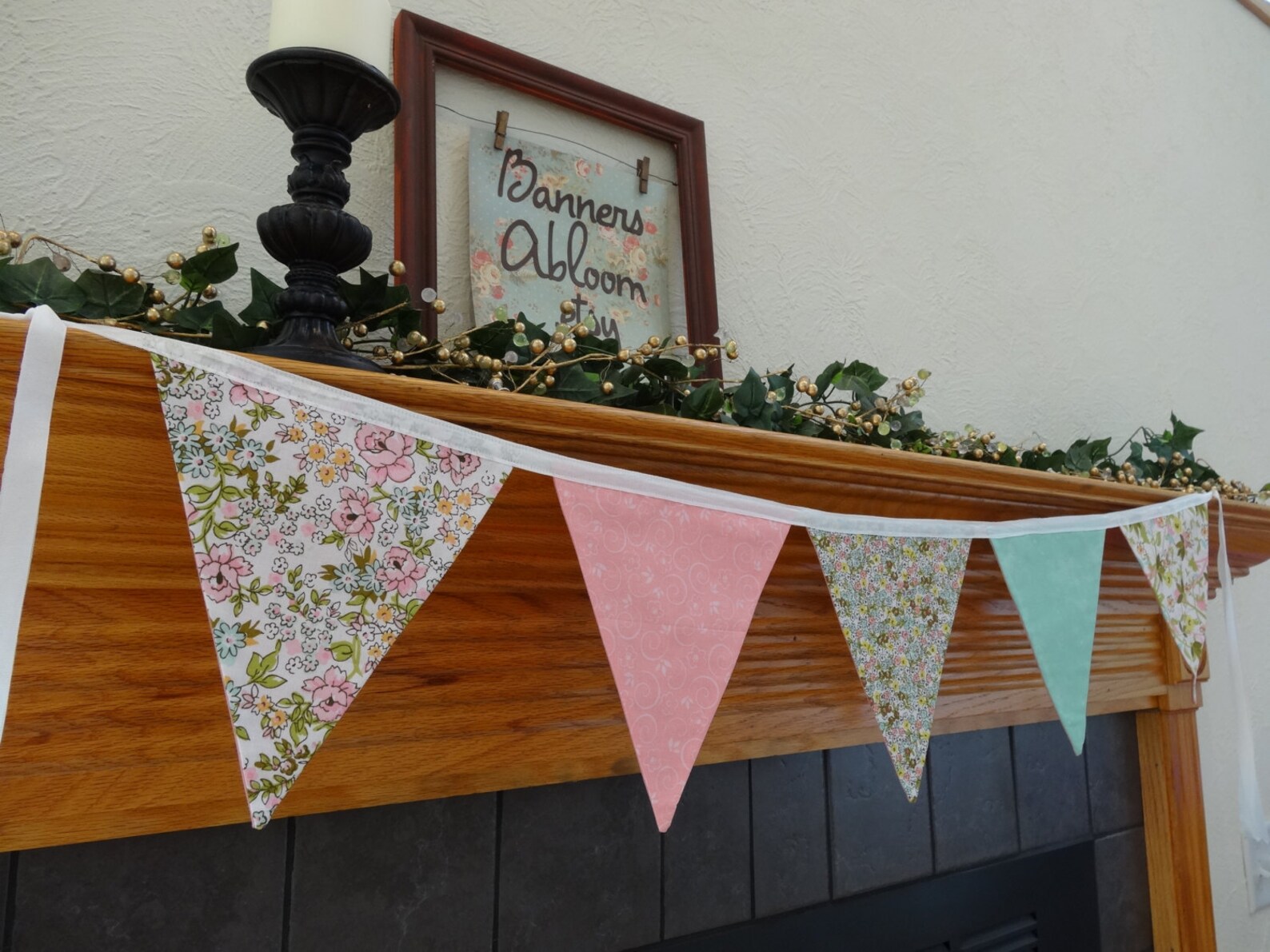 Shabby Chic Floral, Wedding Pennant Banner, Tea Party Bunting, Vintage ...