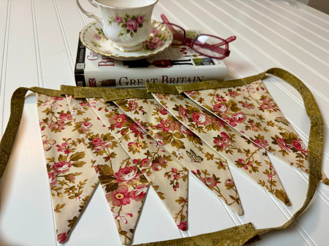 Floral Cottagecore Banner Bunting, Handmade Fabric Decoration, Boho ...