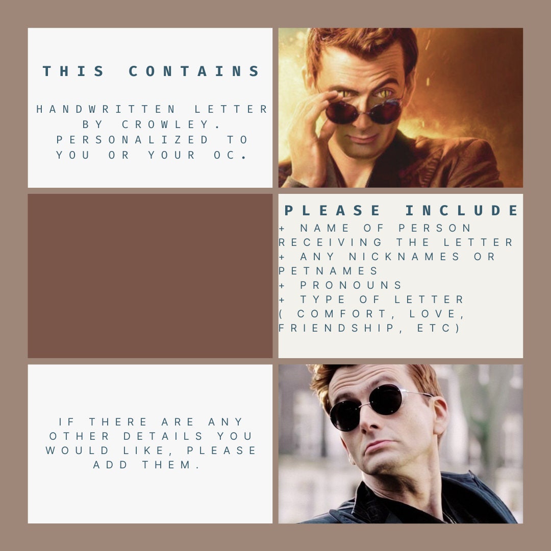 Personalized Letter From Your Comfort Character Crowley - Etsy