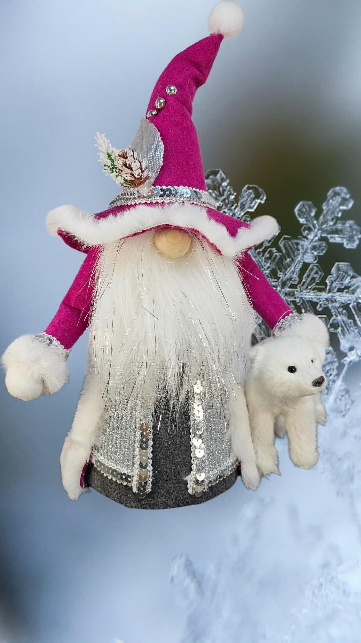 Gnome Christmas Tree Topper With Polar Bear - Etsy