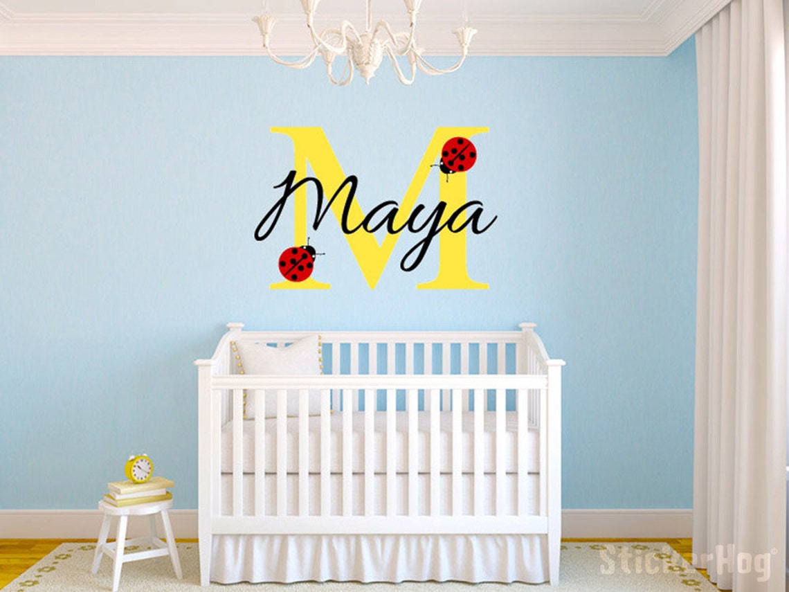 Personalized Ladybug Girls Name Monogram #2 Wall Decal Graphic Vinyl ...