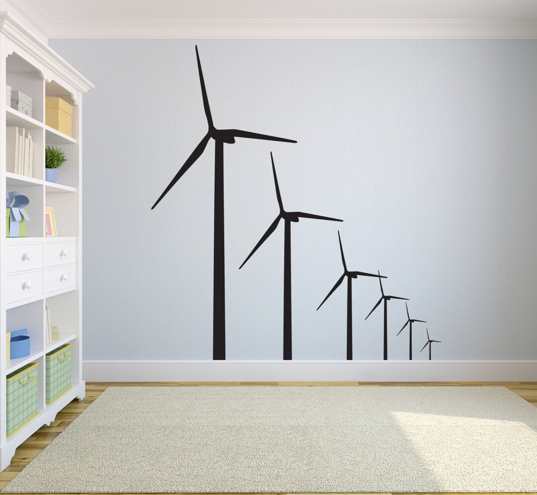Windmills Renewable Energy Wind Turbine Wall Decal for Home or Office ...