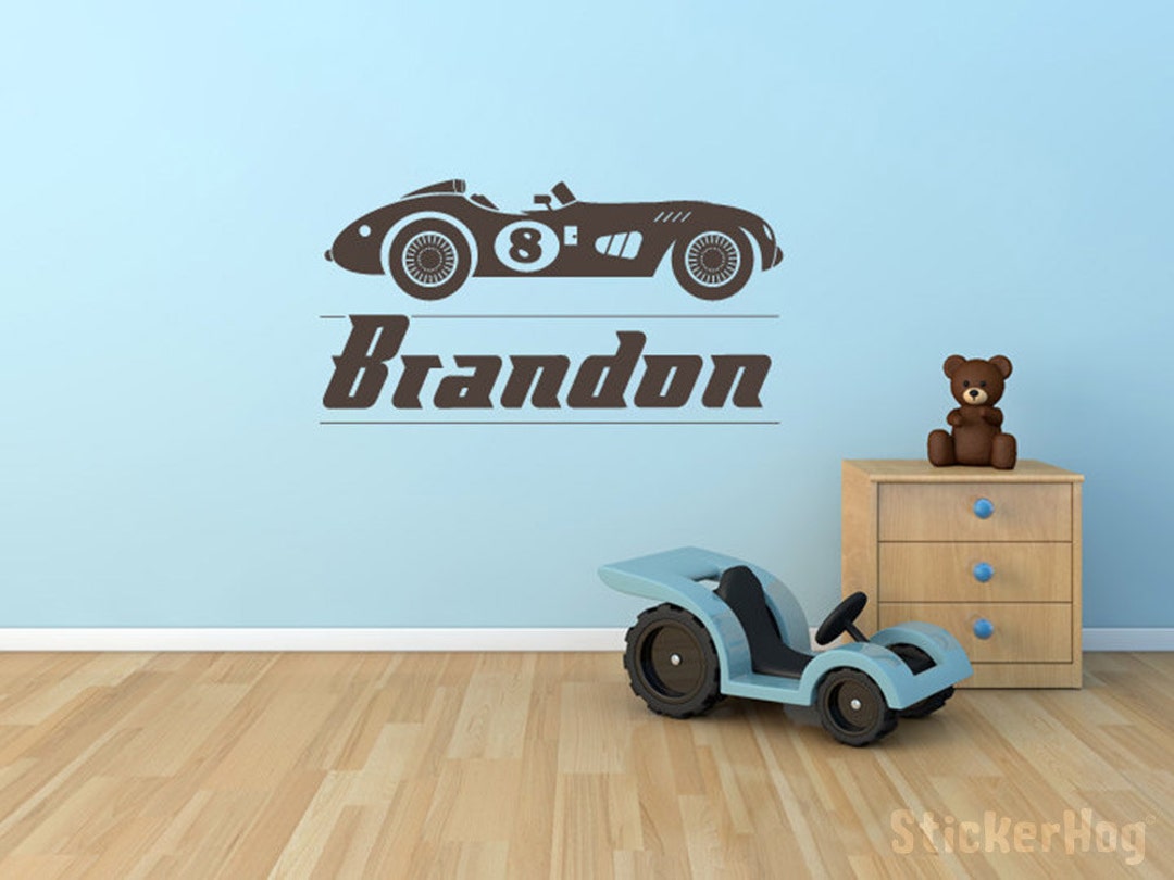 Vintage Race Car Number 8 Monogram Name Decal for Boys or Childs Room ...