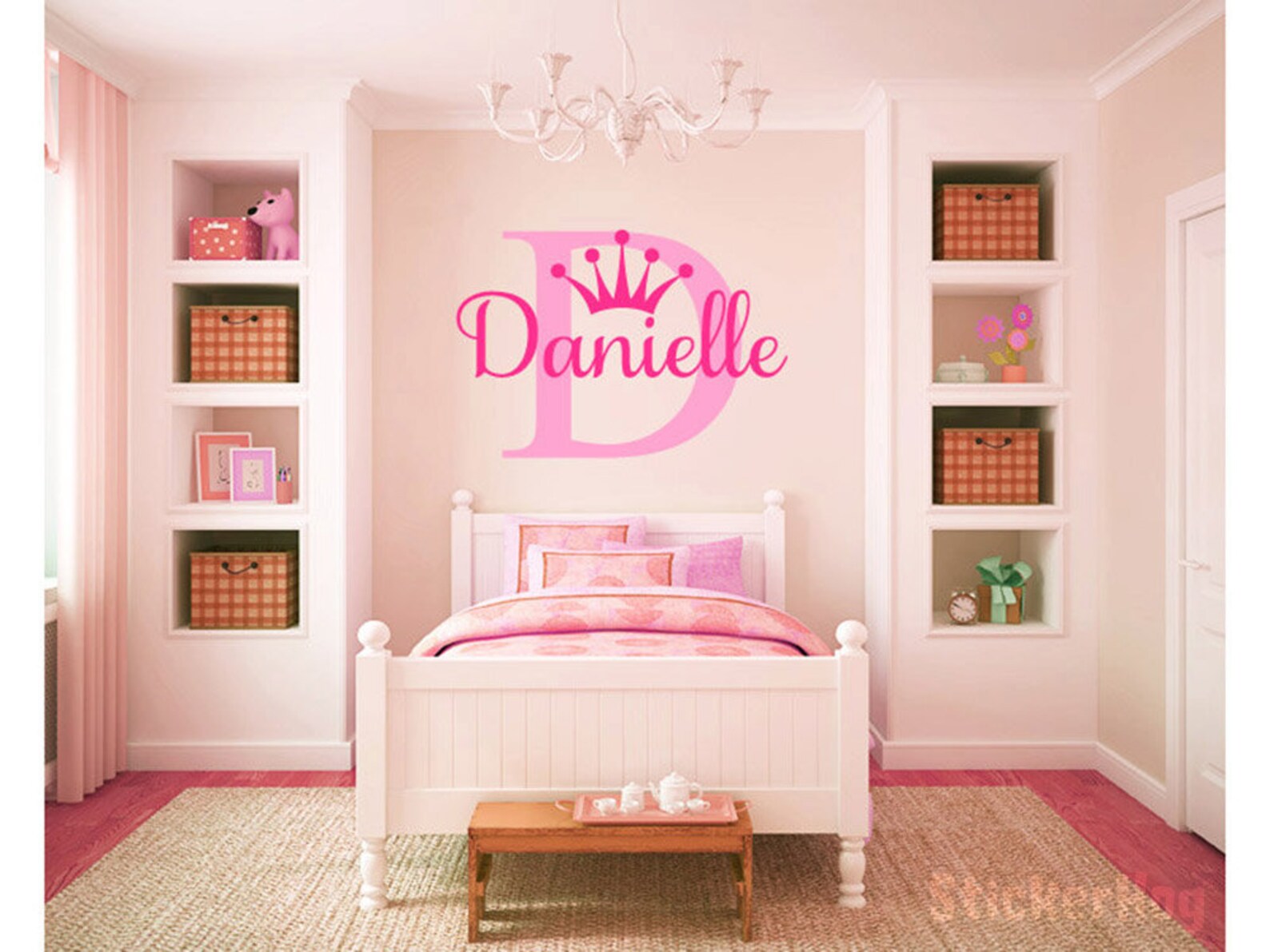 Girls Princess Tiara Crown Name Monogram #2 Vinyl Wall Decal Graphics ...