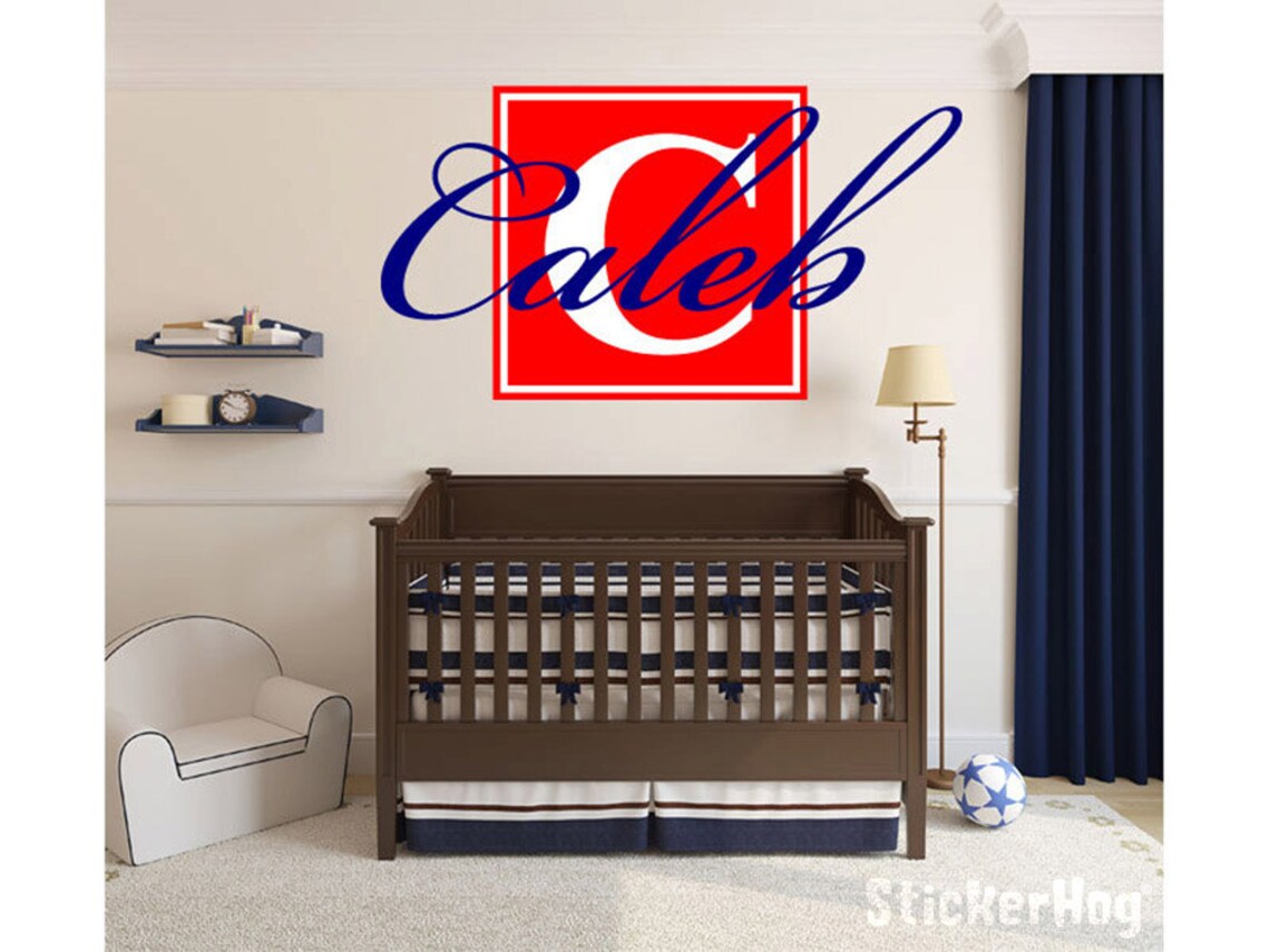 Boys Block Letter Name Monogram Nursery Room Vinyl Wall Decal Graphics ...