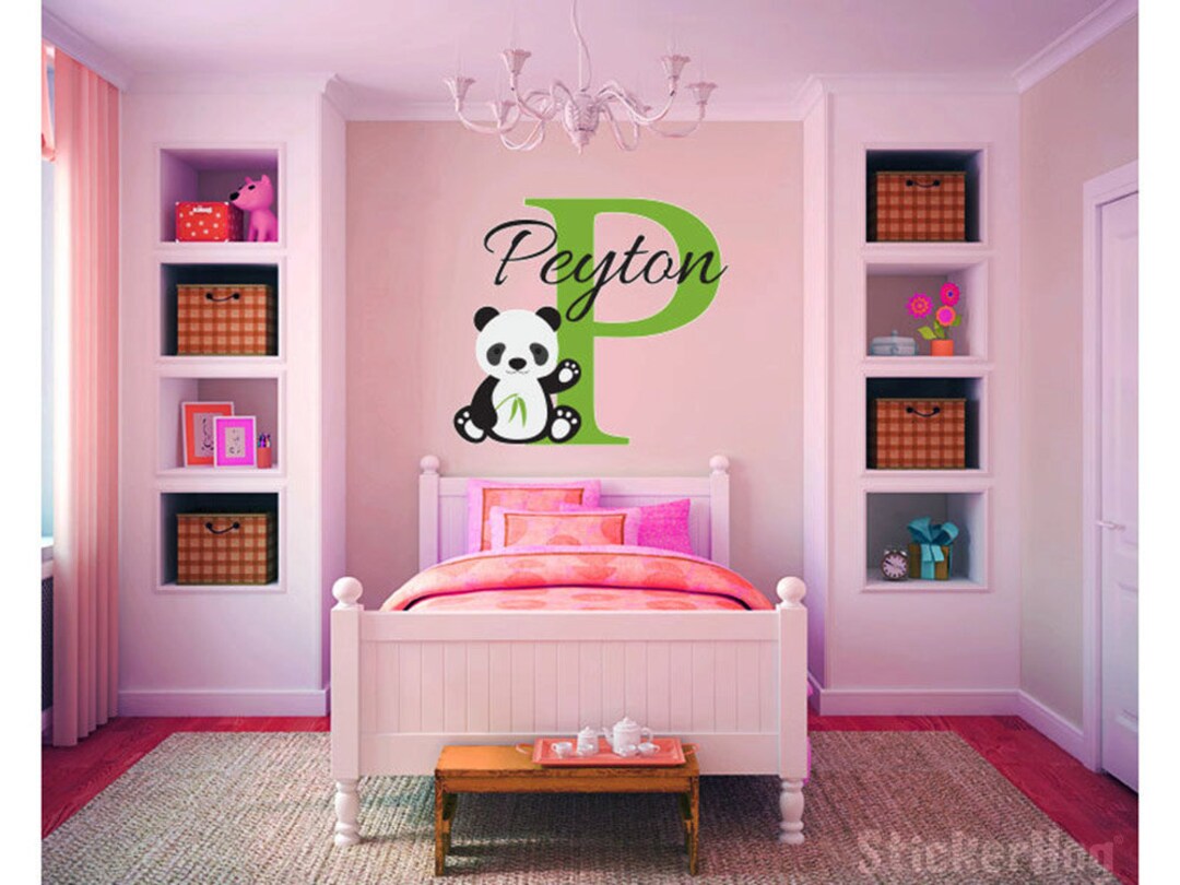 Custom Panda Name Monogram Boys Girls Baby Nursery Room Vinyl Wall ...