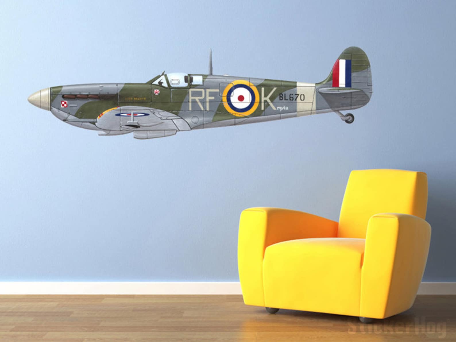 Vintage World War 2 Airplane Supermarine Spitfire Wall Decal Vinyl ...