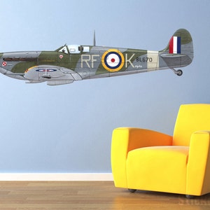 Vintage World War 2 Airplane Supermarine Spitfire Wall Decal Vinyl ...