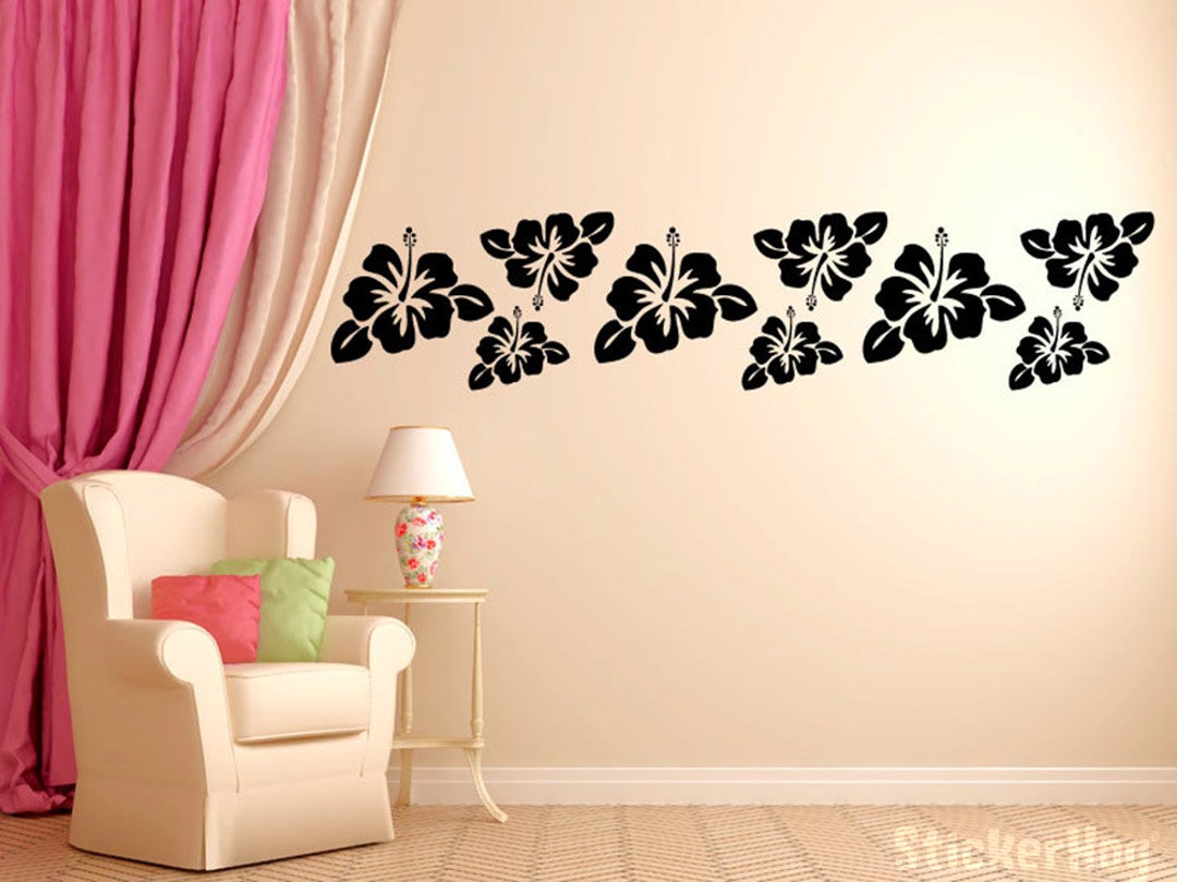 Hibiscus Flower Border Vinyl Wall Decal Graphics 10" Bedroom Living ...