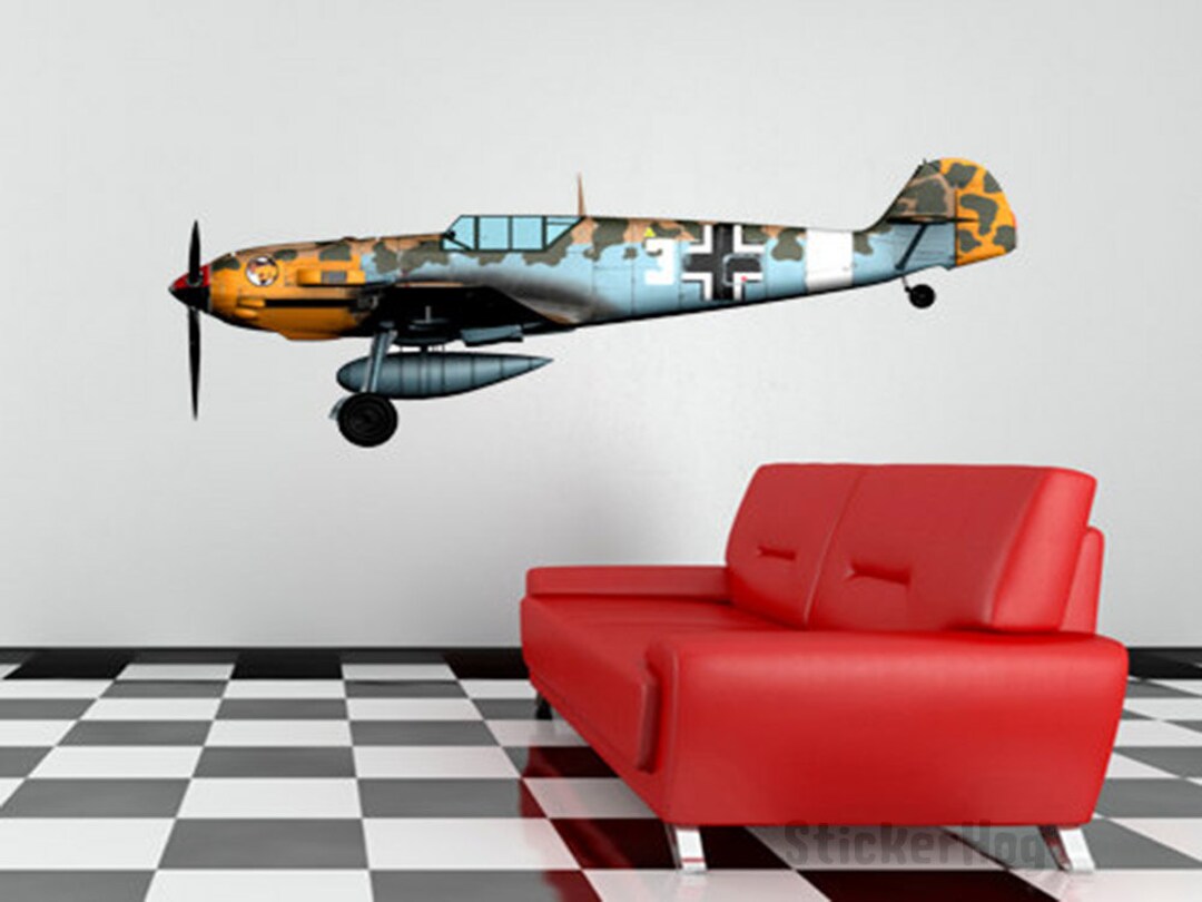 Vintage World War 2 Airplane Messerschmidt Bf-109 Wall Decal Vinyl ...