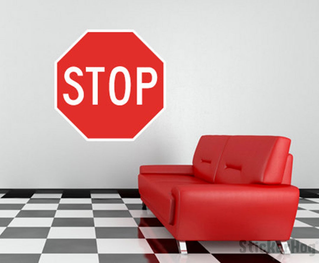 Stop Sign Traffic Sign Repositionable Wall Decal 22"x22" Home Decor - Etsy