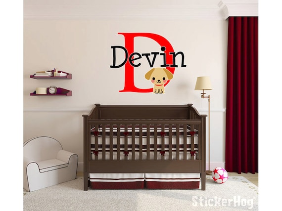 Personalized Puppy Dog Name Monogram Vinyl Wall Decal 1 Girls | Etsy