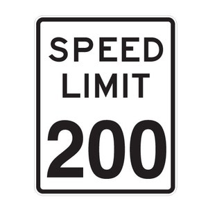 Street & Traffic Sign Wall Decals - Speed Limit 200 Sign Repositionable ...