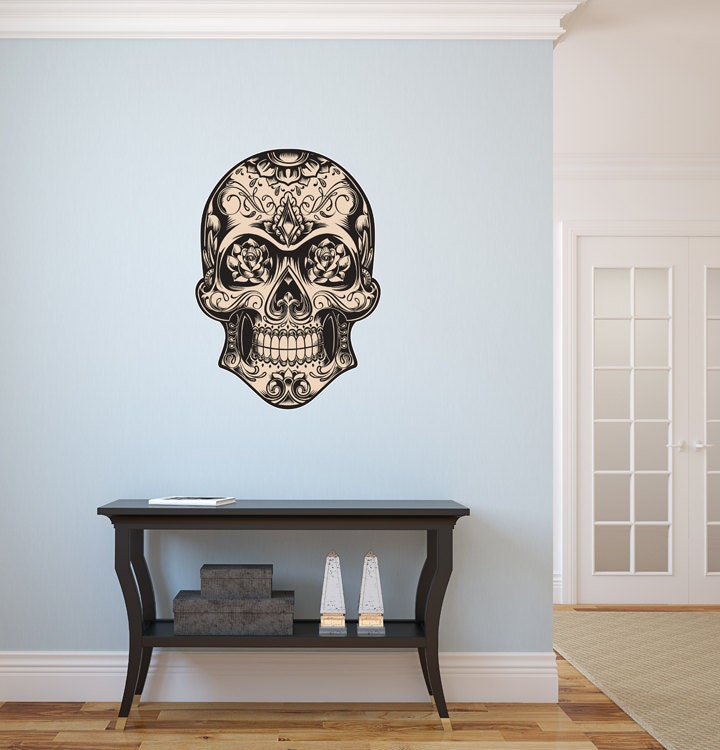 Mexican Sugar Skull Wall Decal Dia De Los Muertos Art Vinyl Wall Decal ...