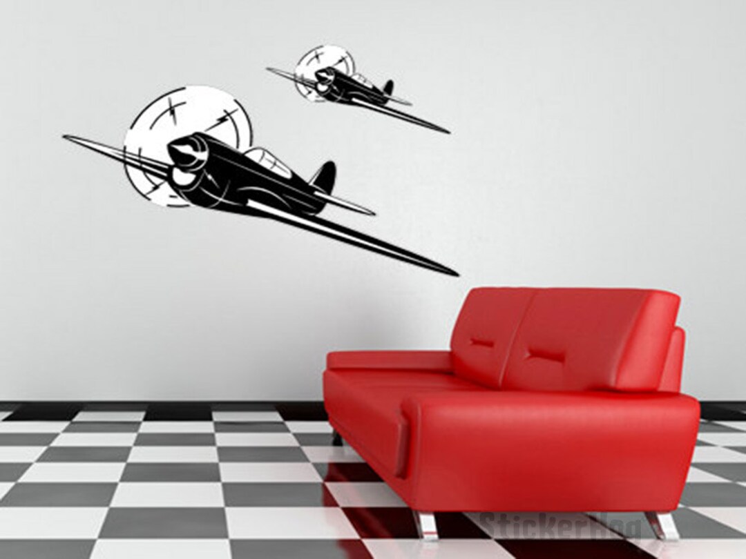 Vintage World War 2 Airplane Wall Decal Vinyl Aviation Sticker Home ...