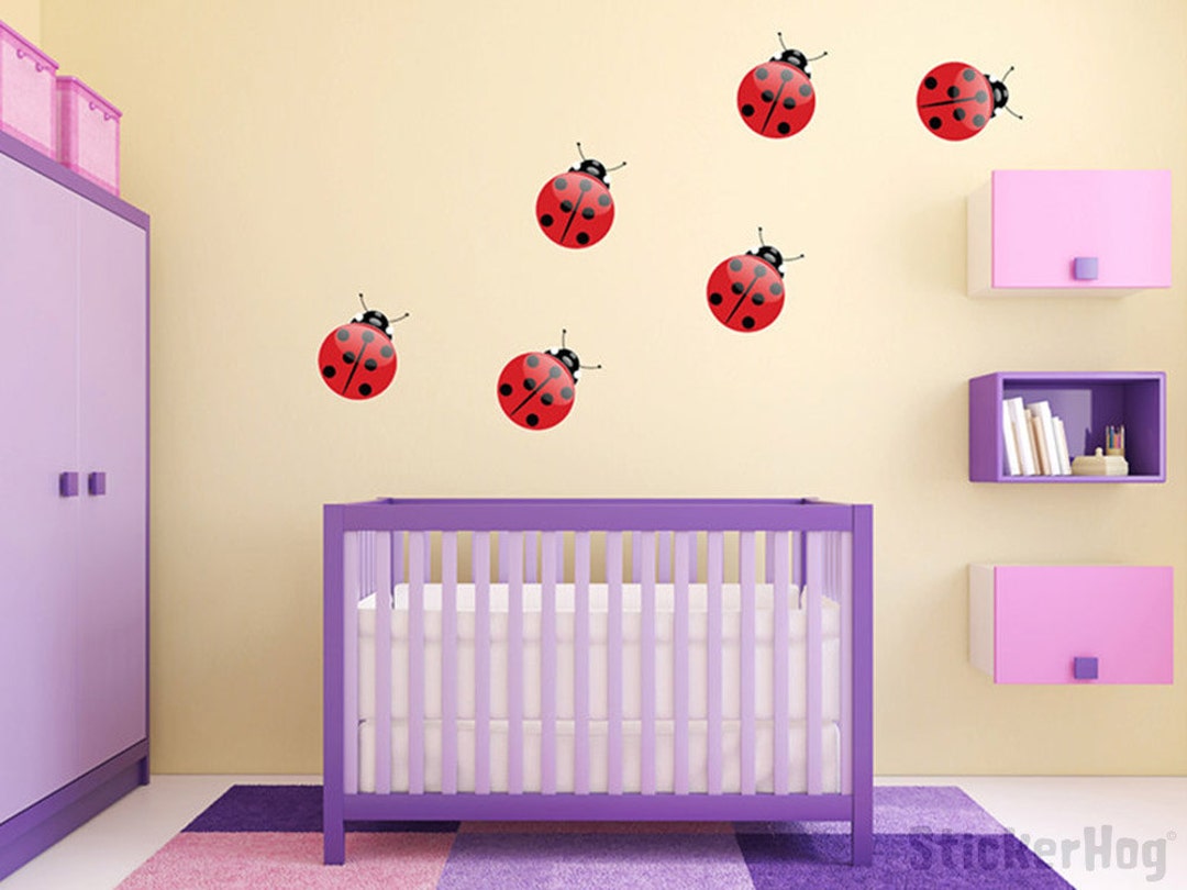 Ladybugs Wall Vinyl Decal Set of 6 Girls Nursery Room Wall Graphics 6 ...