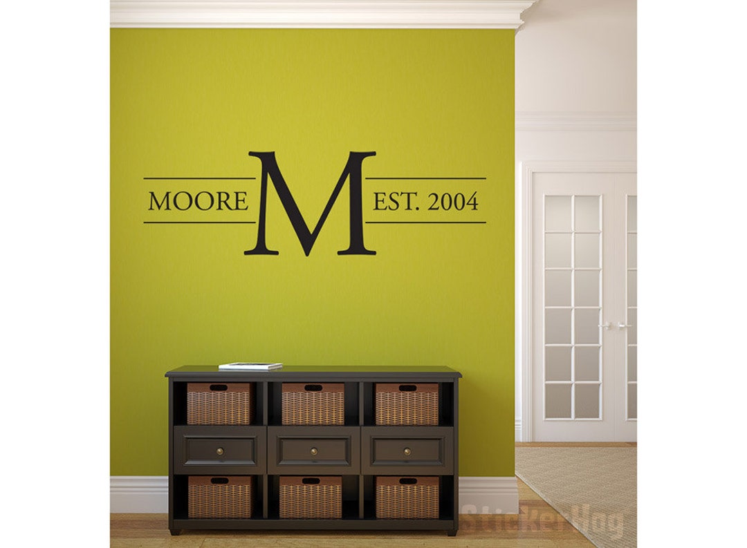 Last Name Family Monogram Wall Vinyl Decal Graphic 32"x10" Home Decor ...