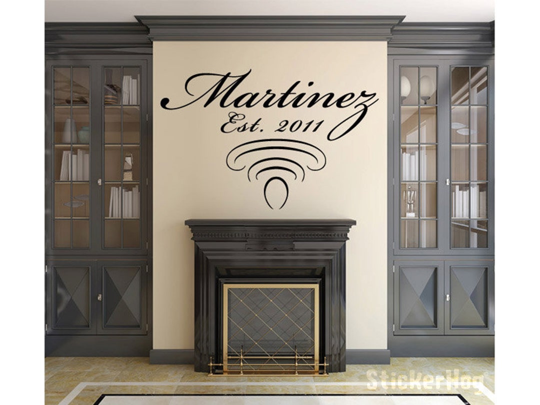 Family Last Name Monogram Column Wall Vinyl Decal Graphic 45" X 29 ...