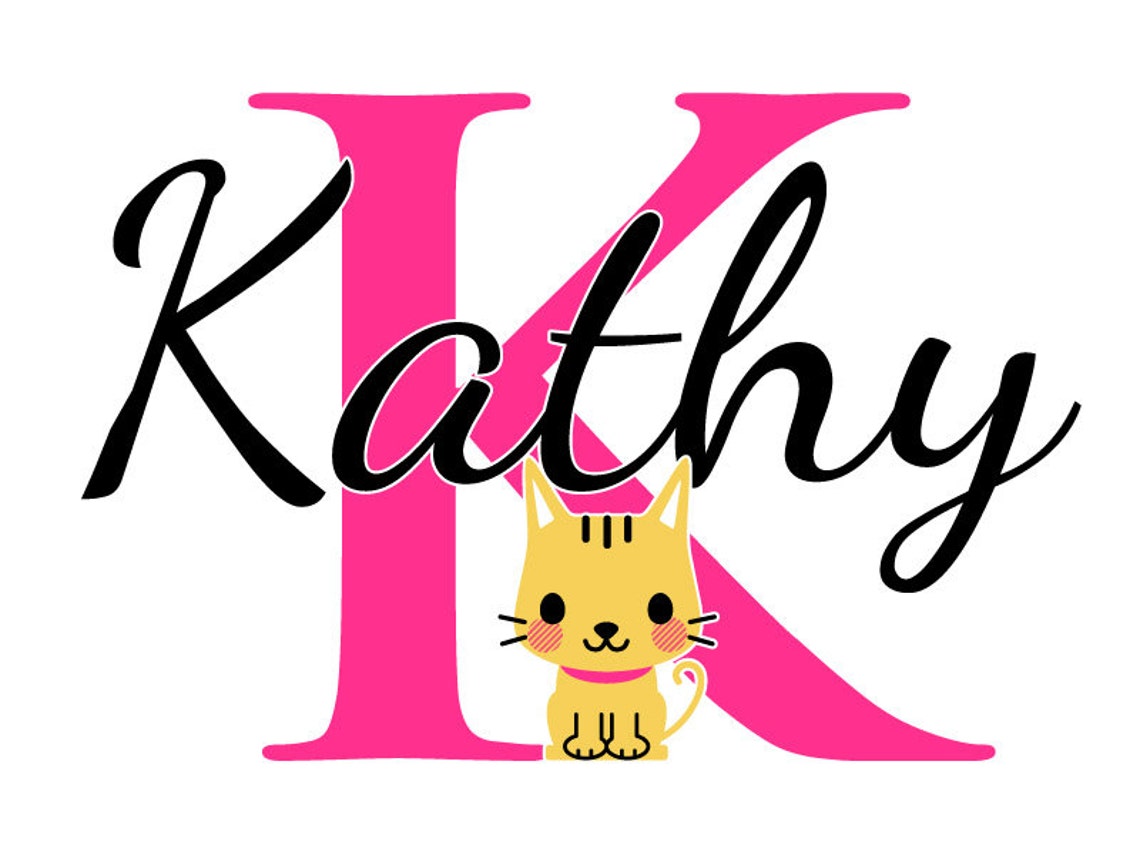 Personalized Cat Name Monogram Girls Room Vinyl Wall Decal - Etsy