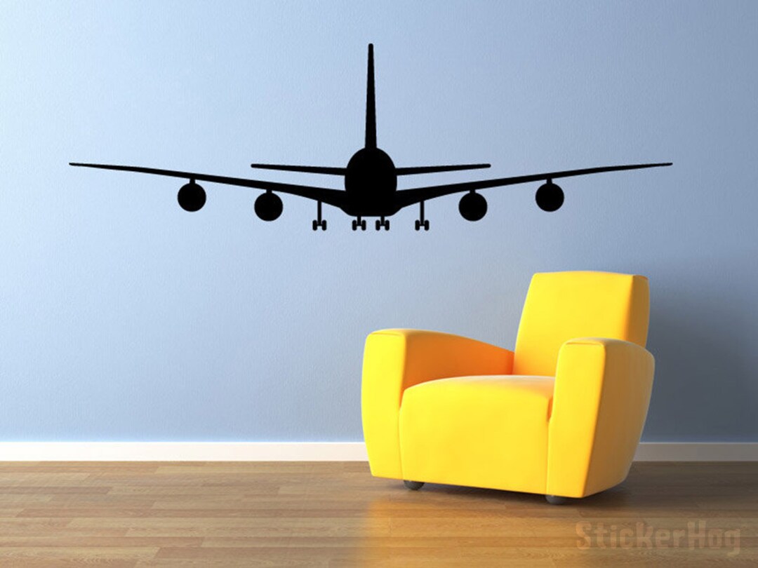 Airliner Airplane Front View 71"x22" Vinyl Wall Decal Graphics Bedroom ...