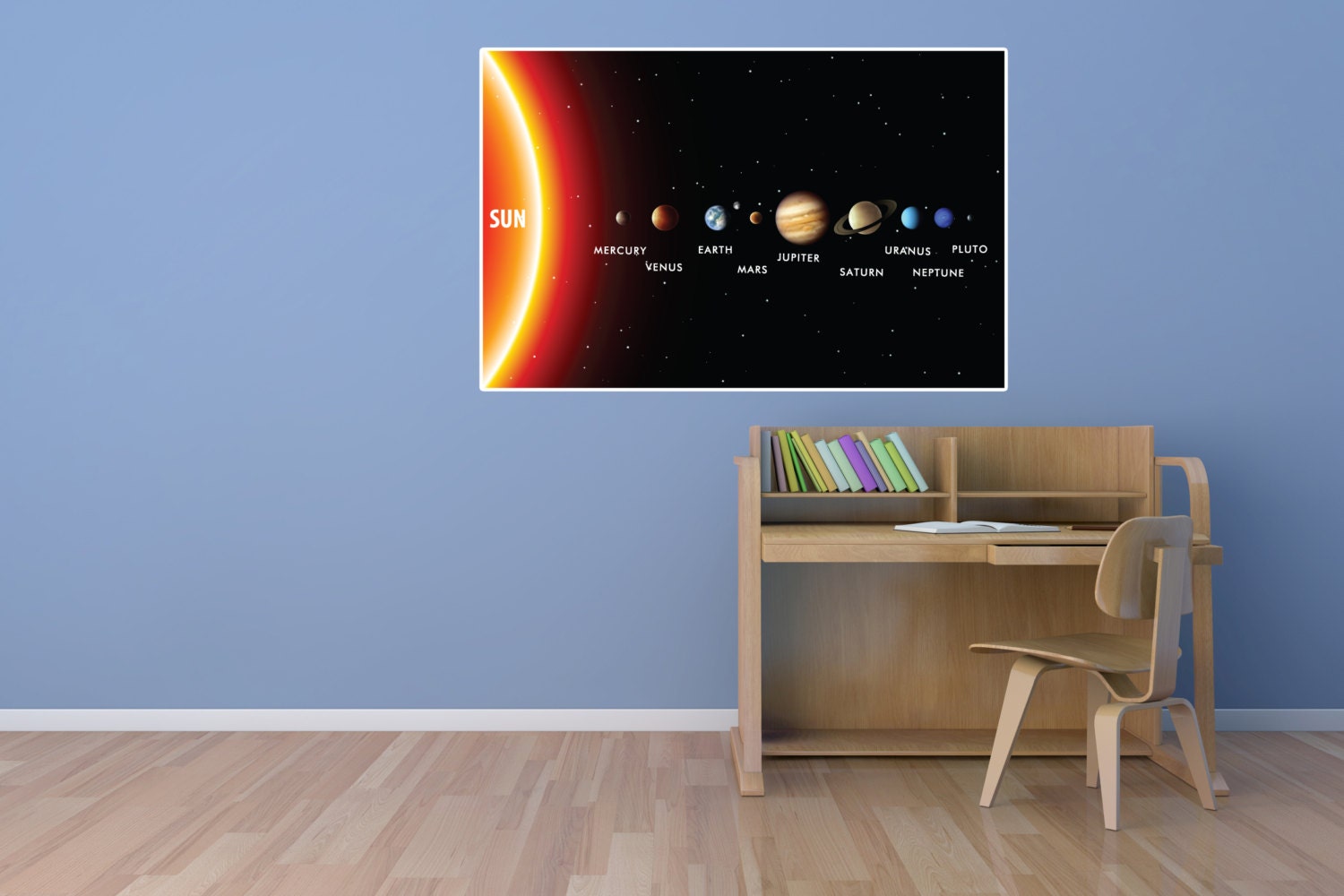 Solar System Wall Decal 36x23 Nerds Home Decor | Etsy
