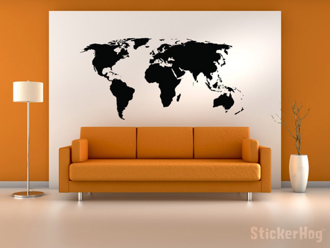 World Map Wall Decal Sticker World Country Atlas the Whole World Vinyl ...
