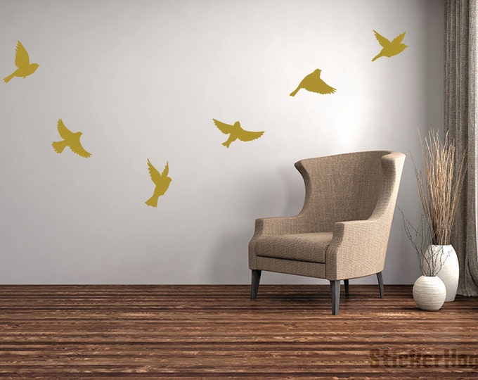 Flying Birds Wall Decal, White Birds Wall Decal, Flock of Birds Wall ...