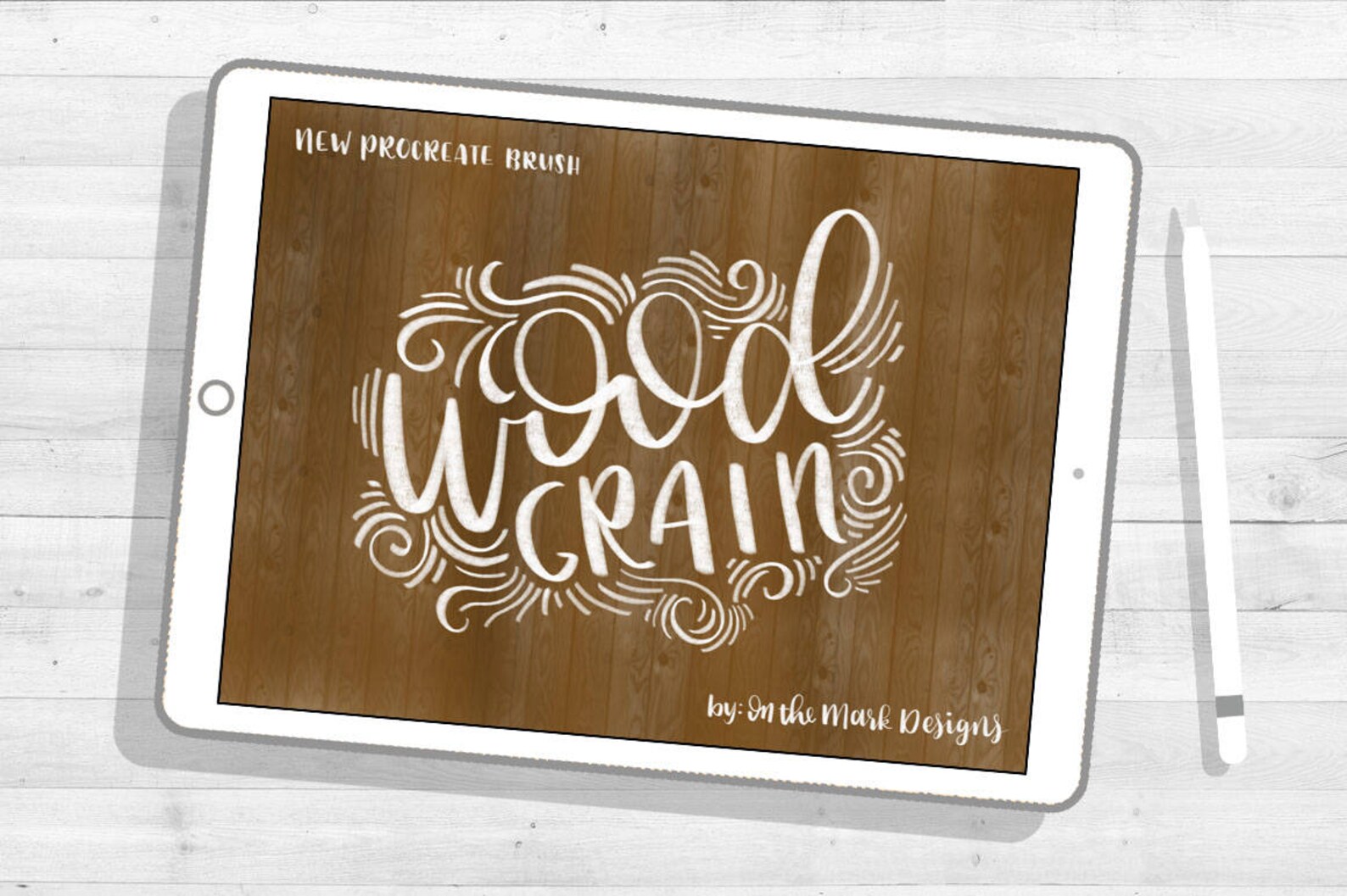 Wood Grain Lettering Procreate Brush - Etsy