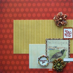 Premade Single Scrapbook Page 12x12 Layout Called "november" Live With ...