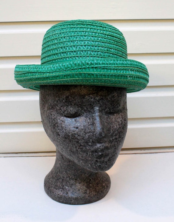 1960s Emerald Green Bowler Style Hat - Gem
