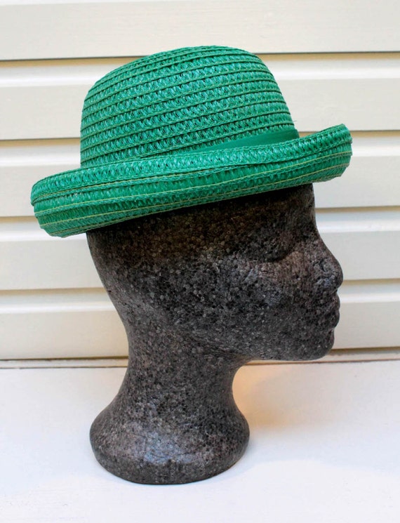 1960s Emerald Green Bowler Style Hat - Gem