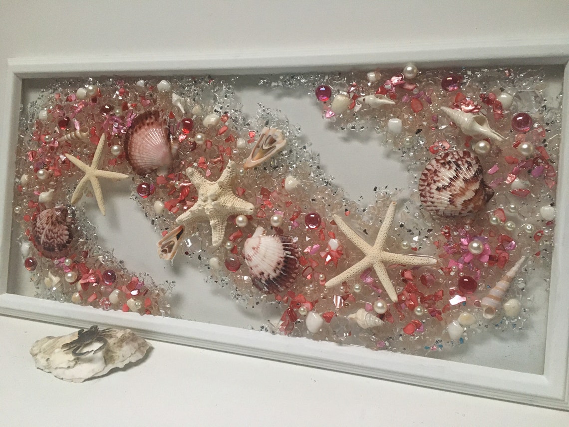 Coral Seashell & Crystal Wall Hanging for Beach/ocean Seashell - Etsy
