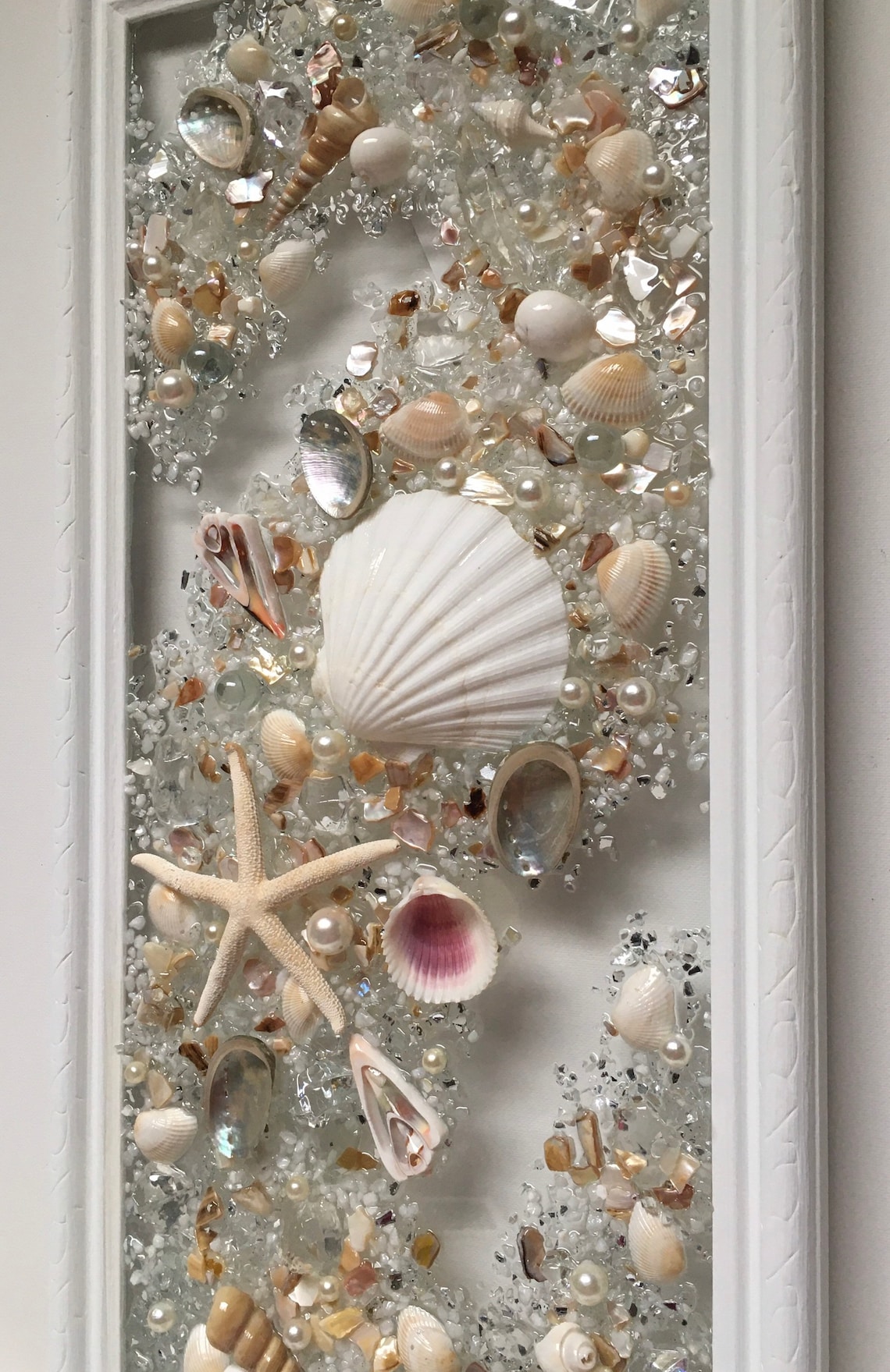 White Seashell & Crystal Wall Hanging for Beach/ocean Seashell - Etsy