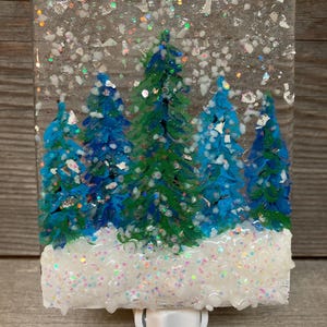 Evergreen Forest Night Light,winter Evergreen Trees, Plug in Nightlight ...