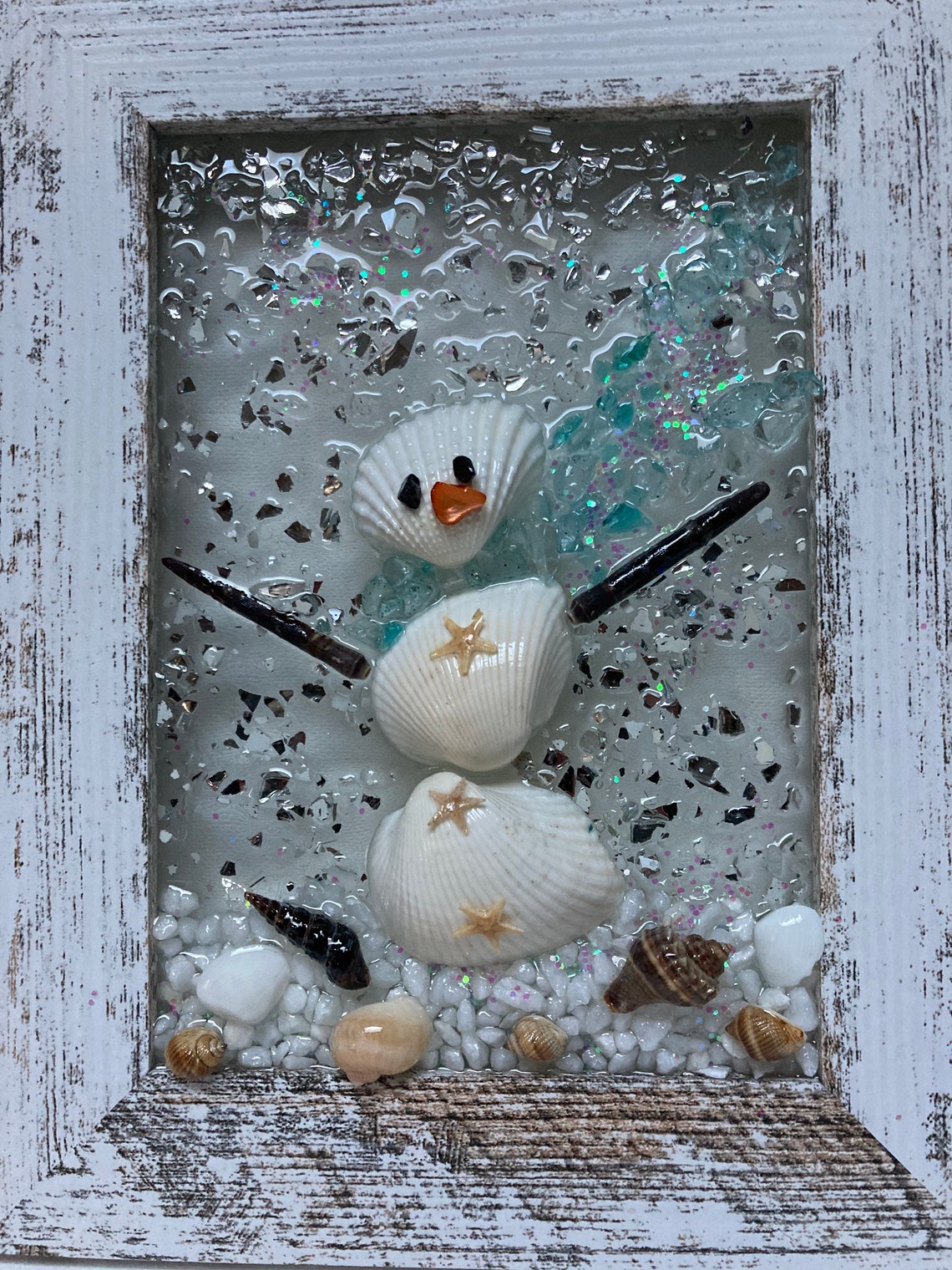 Seashell Snowman/coastal Snowman/beach Snowman/holiday Snowman - Etsy