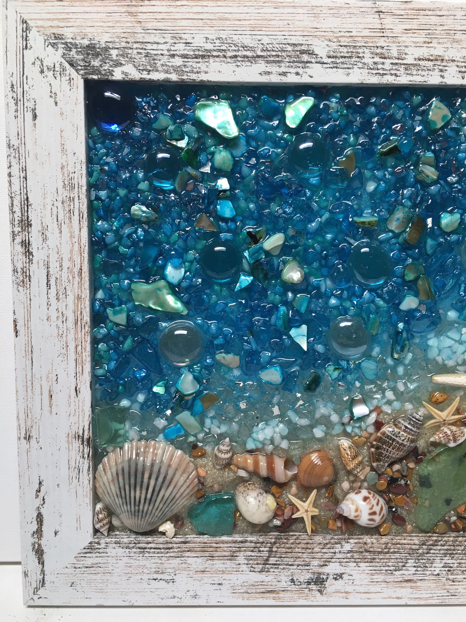 Coastline Seascape, Seascape Window, Beach Glass Art, Sea Glass Art ...