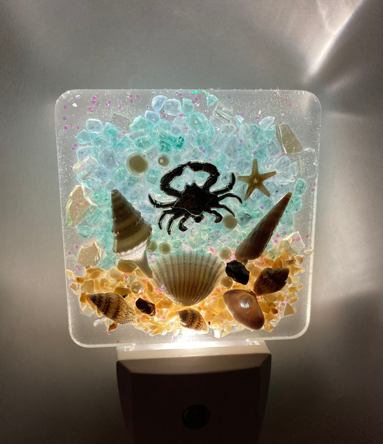 Crab Night Light/blue Crab Night Light/sea Glass Night Light/resin ...
