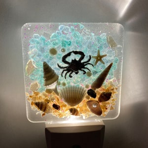 Crab Night Light/blue Crab Night Light/sea Glass Night Light/resin ...