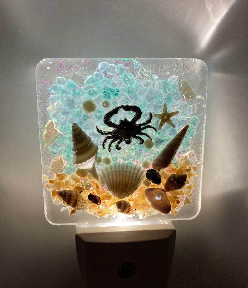 Crab Night Light/blue Crab Night Light/sea Glass Night Light/resin ...