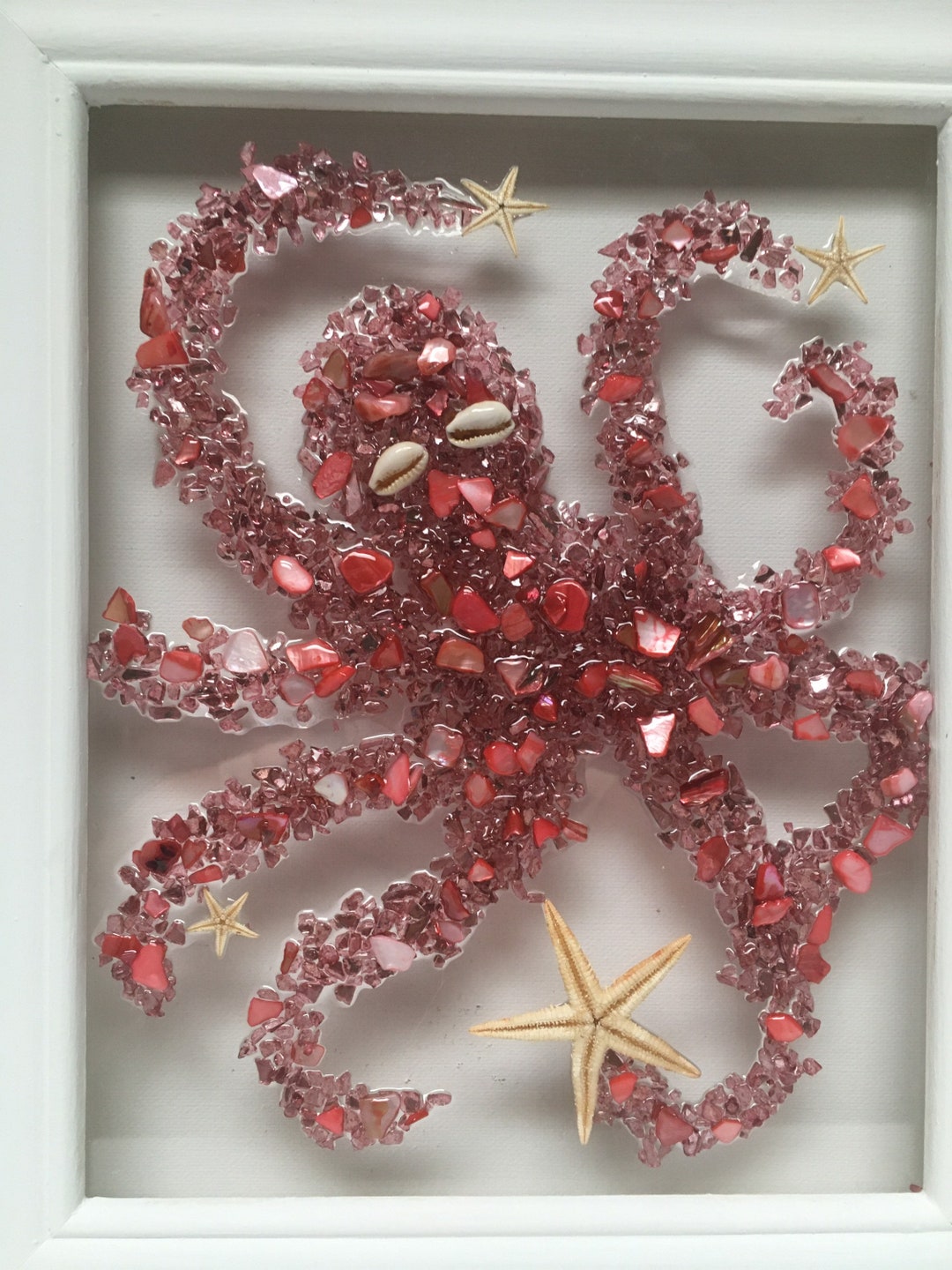 Octopus Seaglass Decor, Red Octopus Art, Octopus Design, Octopus Window ...