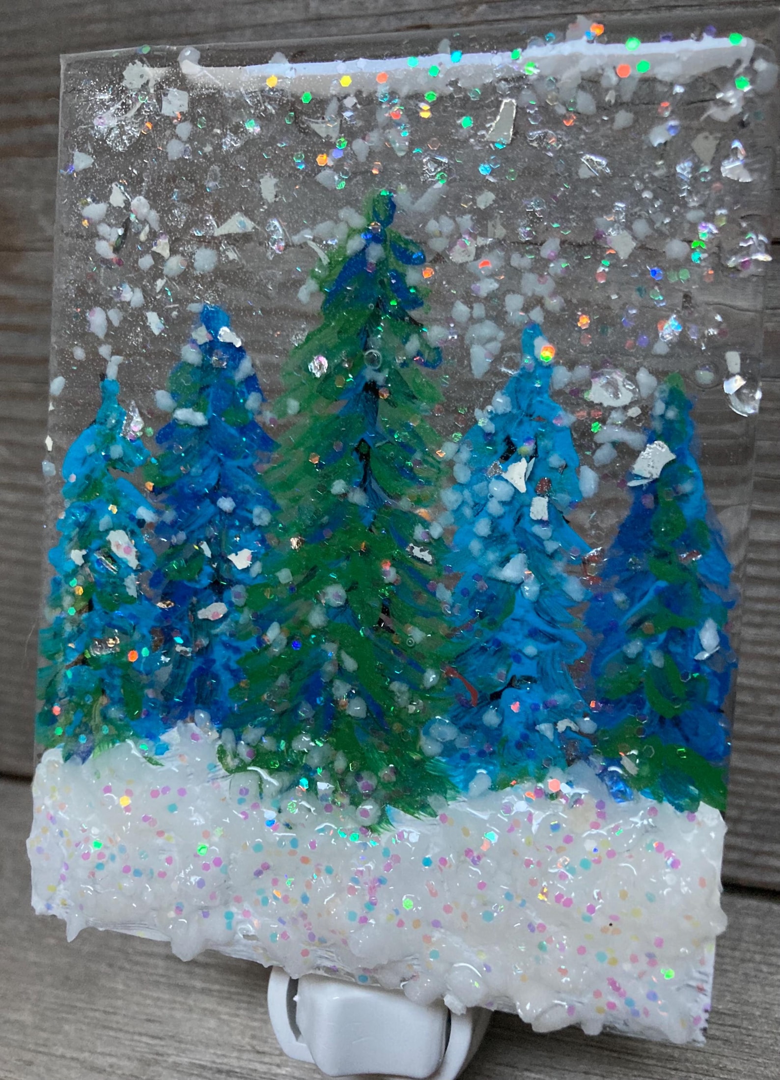 Evergreen Forest Night Light,winter Evergreen Trees, Plug in Nightlight ...