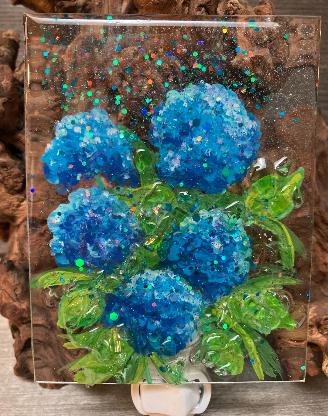 Hydrangea Nightlight, Blue Hydrangea Night Light, Plug in Nightlight ...