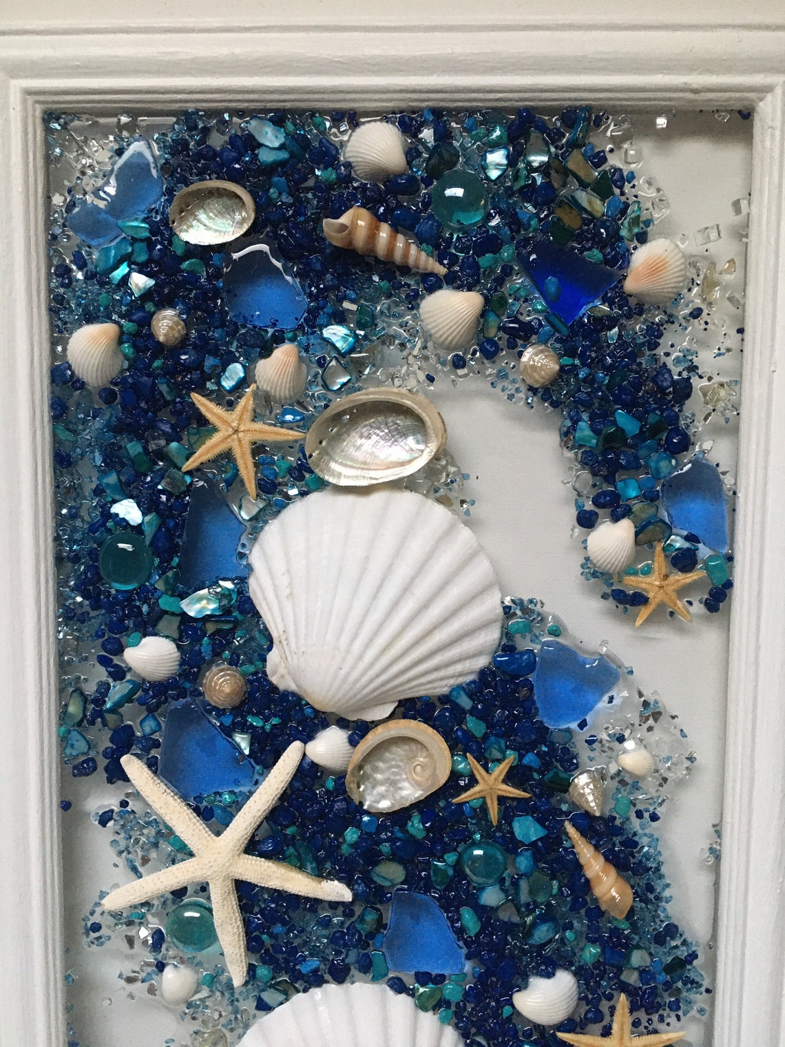 Ocean Blue Wall Art/ocean Seashell Window/seashell Decor/beach - Etsy