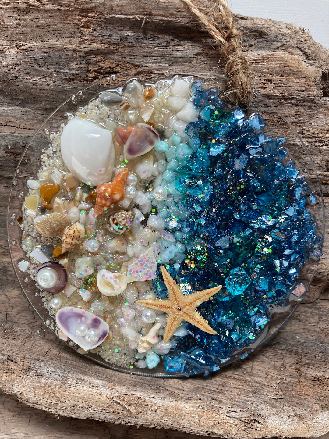 Seashell Coastal Ornament/sun Catcher, Seashell Sun Catcher, Coastal ...