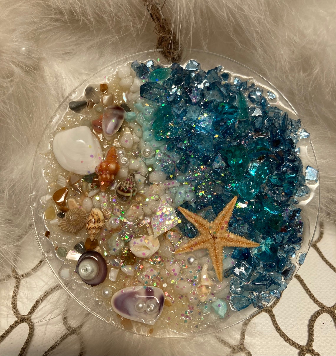 Seashell Coastal Ornament/sun Catcher, Seashell Sun Catcher, Coastal ...
