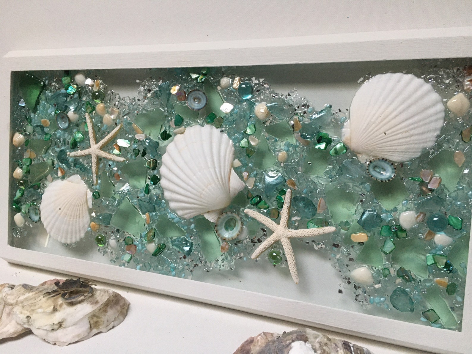 Seafoam Green Seashell Window Art/pastel Wall Art/seashell Wall Art ...