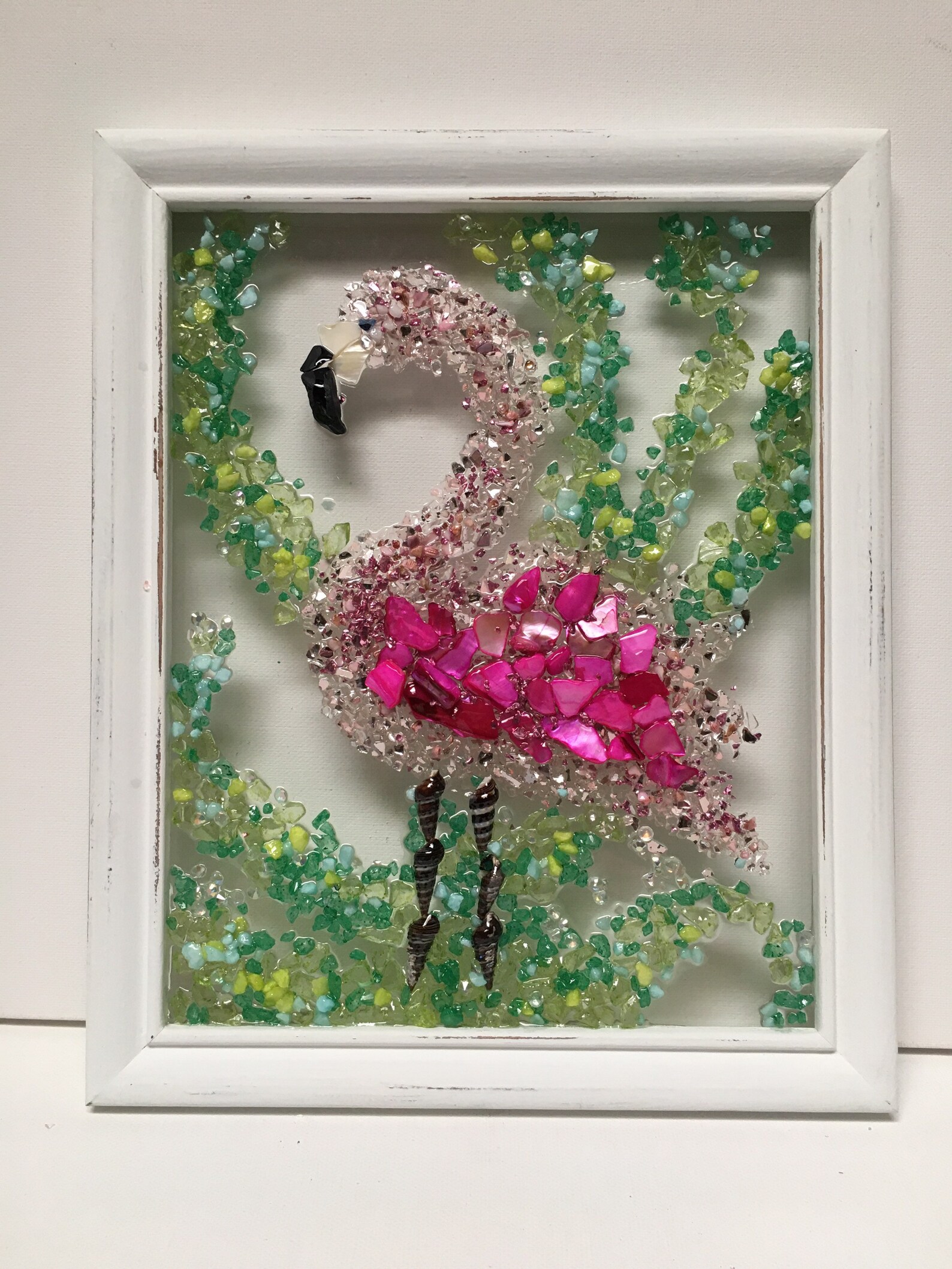 Flamingo glass art flamingo decor flamingo wall hanging | Etsy