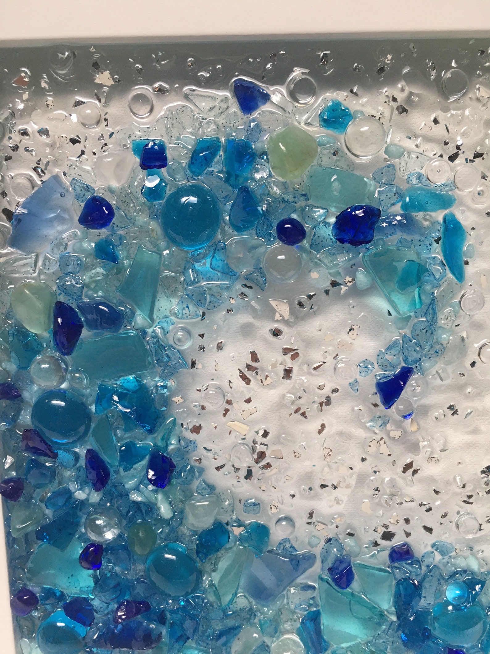 Sea Glass Wave/sea Glass Decor/sea Glass Art/crashing Wave Window/ocean ...